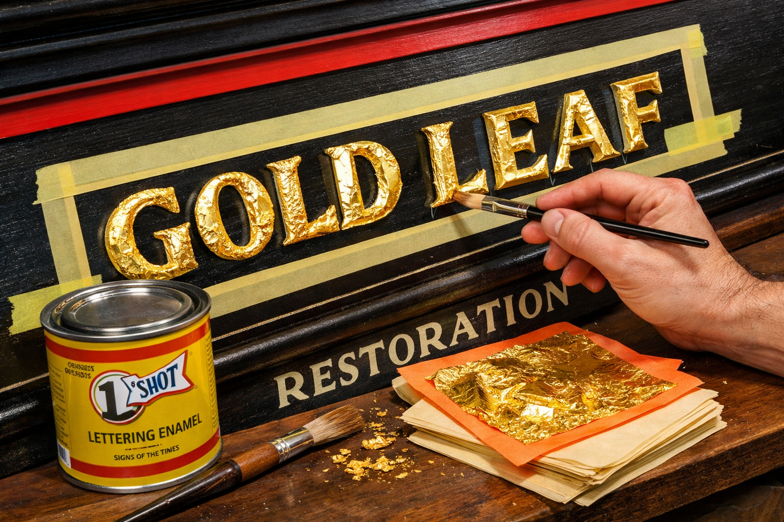 Signwriting & Gilding Essentials: Using Low Tack Tape and One Shot Ena ...